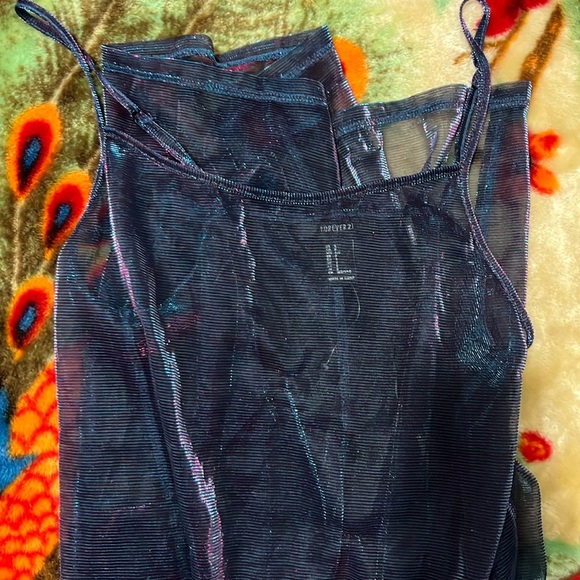 Forever 21 | Dresses | See Through Mesh Metallic Dress Forever 2 Rave ...